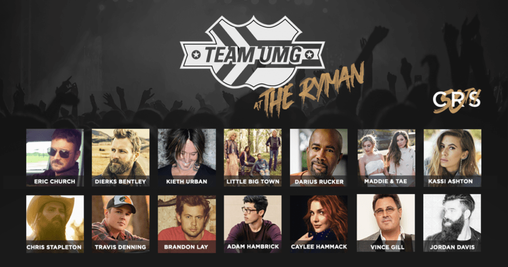 CRS Team UMG At The Ryman Luncheon Lineup Announced - MusicRow.com