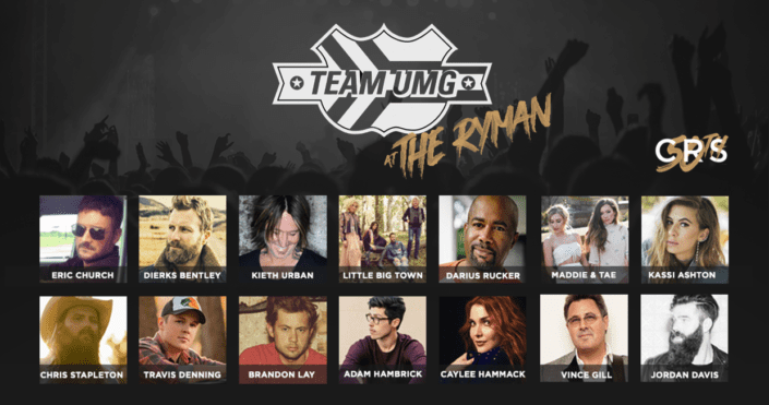 CRS Team UMG At The Ryman Luncheon Lineup Announced - MusicRow.com