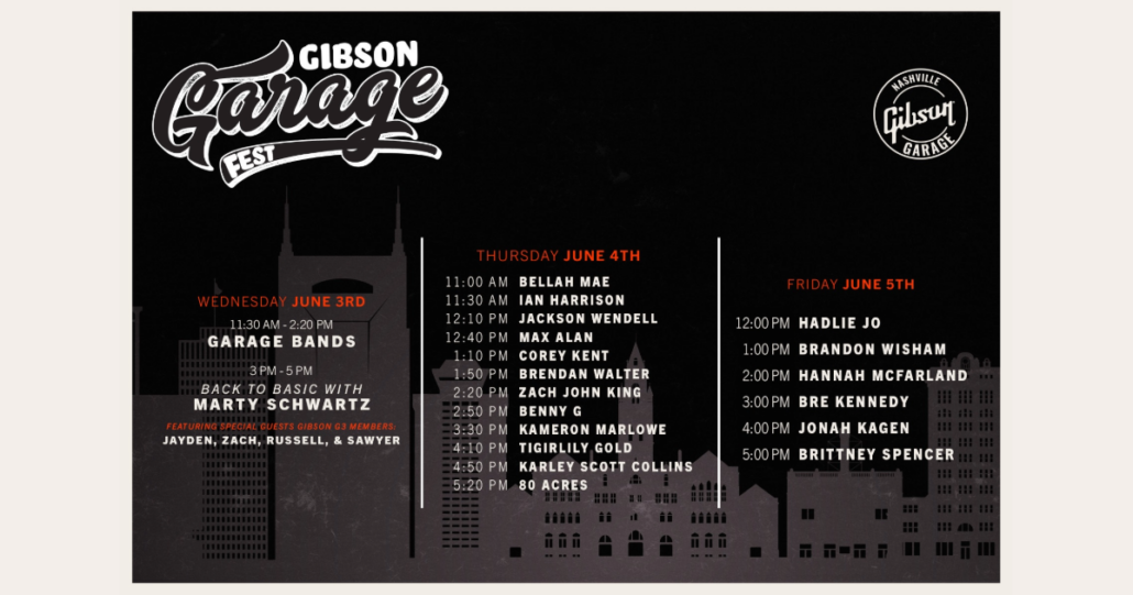 Gibson Garage Nashville Unveils Garage Fest Week Lineup - MusicRow.com